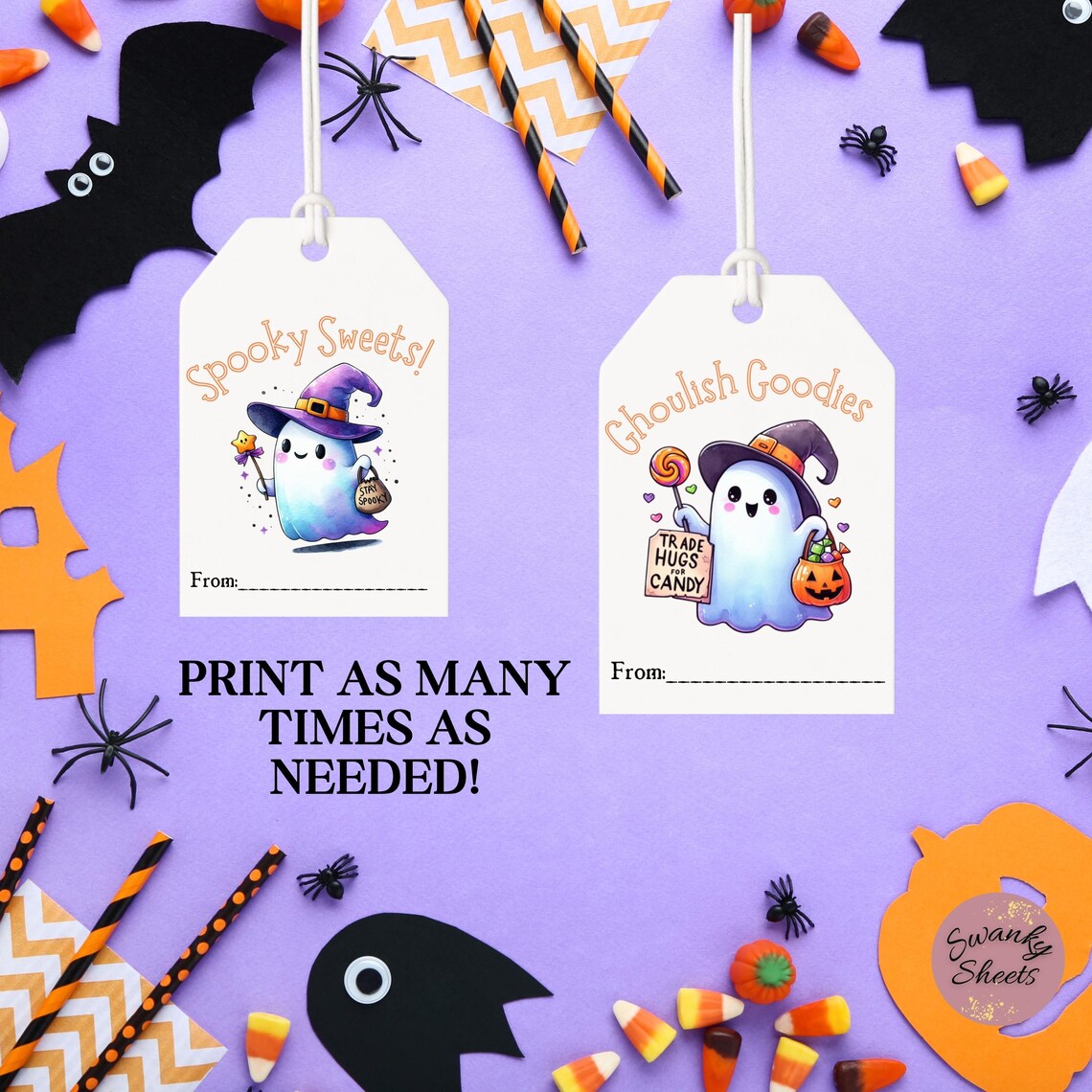 Printable Halloween Favor Tags, Kid Goodie Bag, Halloween Party Treat ...