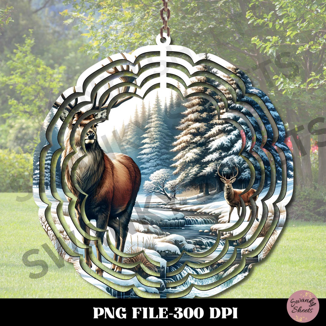 Deer Wind Spinner PNG, Buck Wind Spinner Sublimation Design, Winter ...