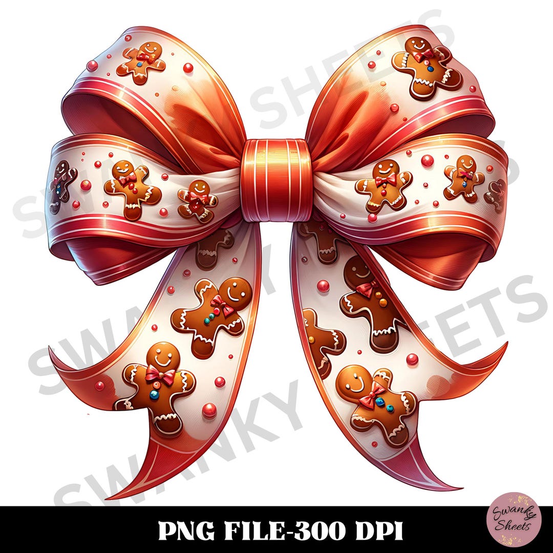 Coquette Christmas Gingerbread Bow PNG, Gingerbread Png Retro Christmas ...