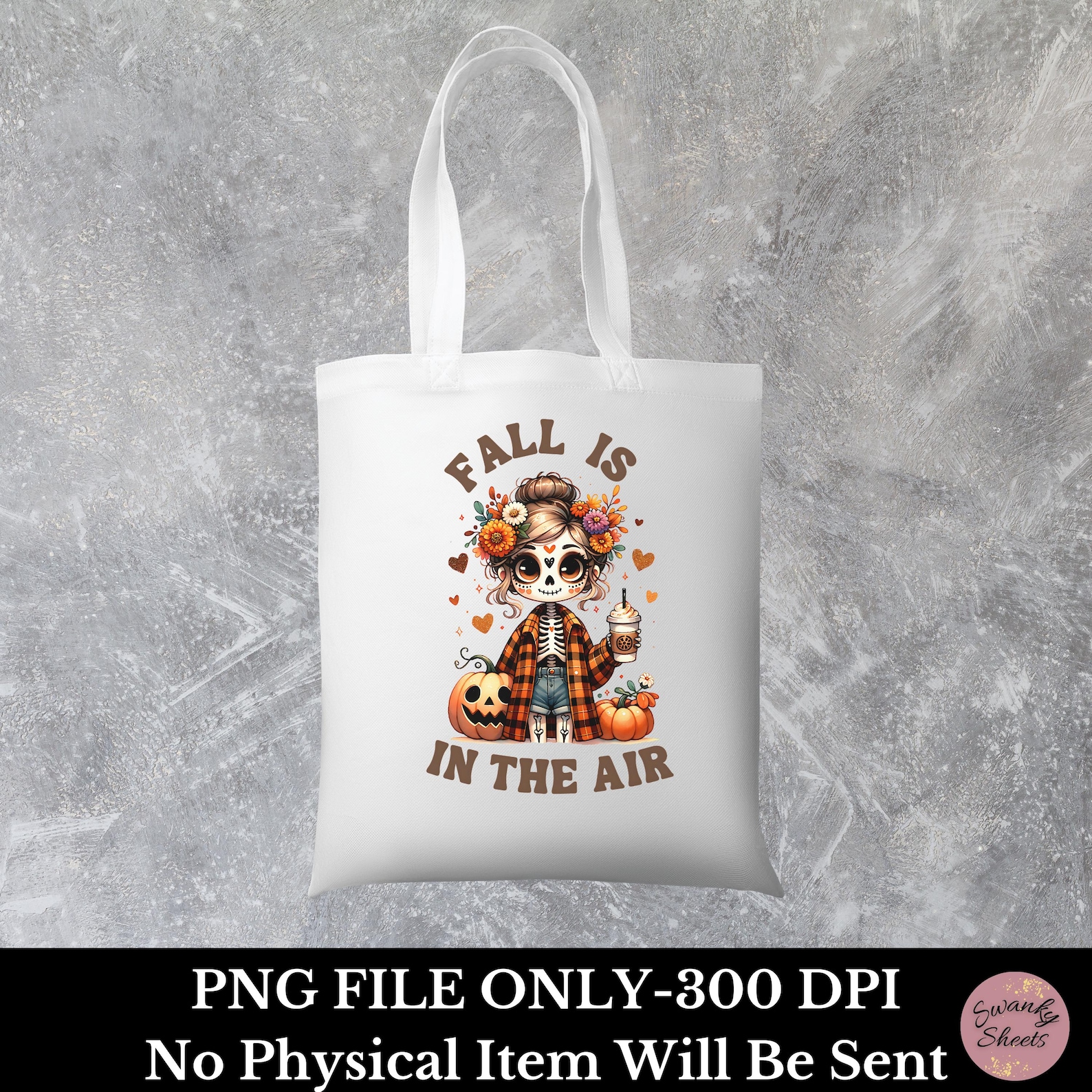 Whimsical Fall Skeleton Girl PNG, Cozy Autumn Clipart, Fall Vibes ...