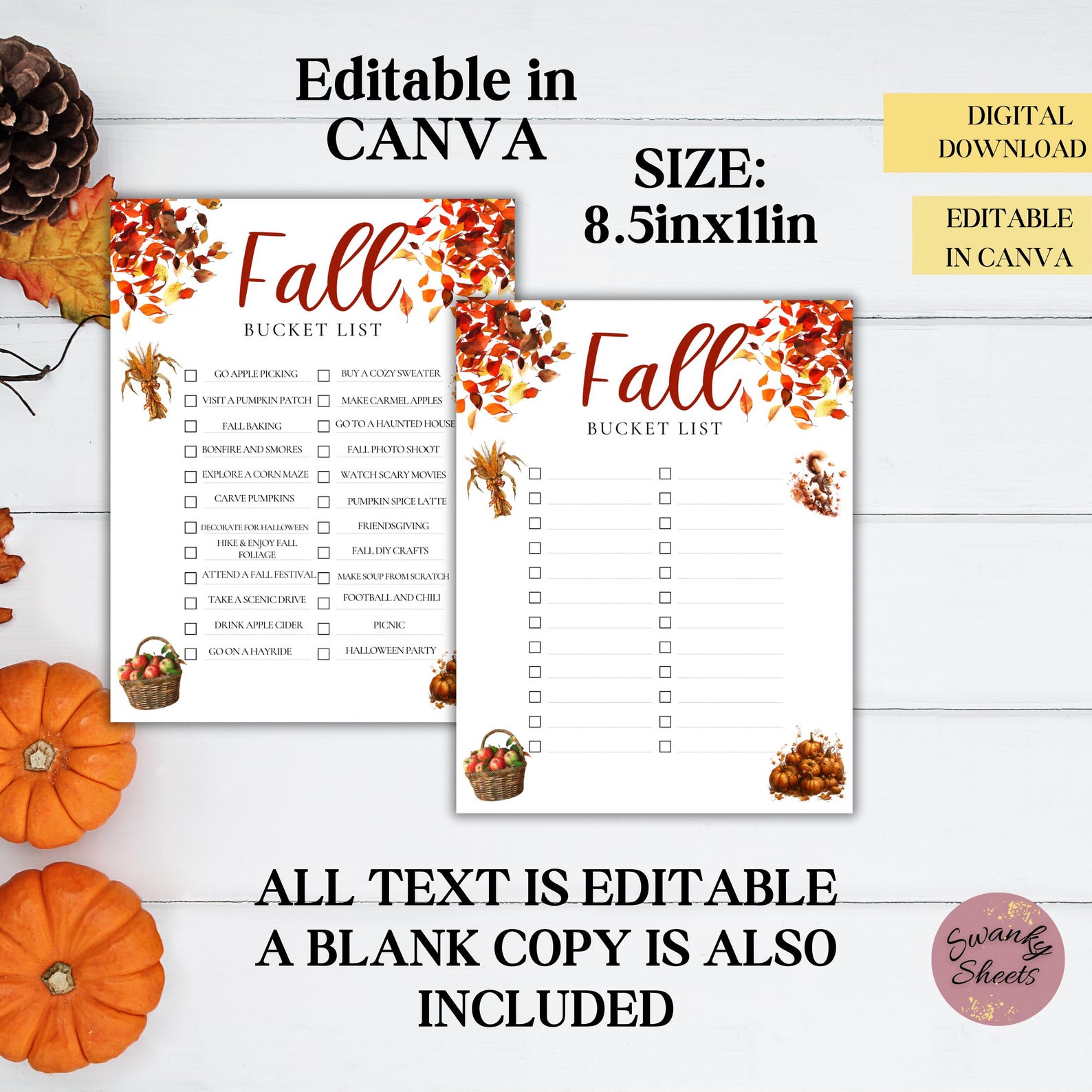 EDITABLE Fall Bucket List, Autumn Activities Checklist, Fall to Do List ...