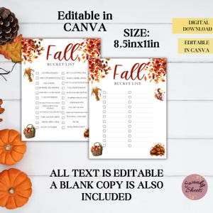 EDITABLE Fall Bucket List, Autumn Activities Checklist, Fall to Do List ...