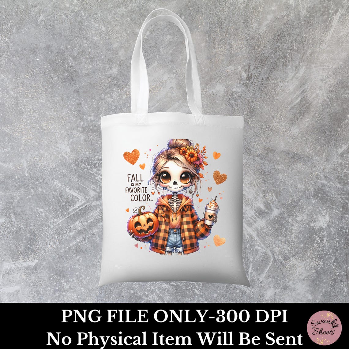 Cute Fall Skeleton Girl PNG, Cozy Autumn Clipart, Fall Vibes Design ...