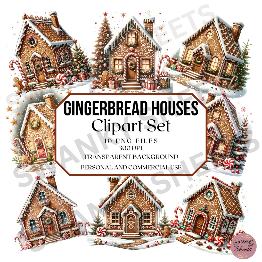 10 Gingerbread House Clipart, Christmas Clipart, Holiday Clipart ...