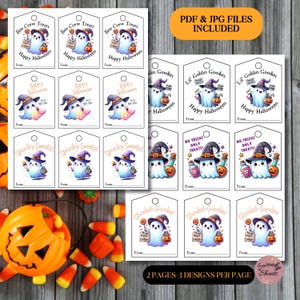 Printable Halloween Favor Tags, Kid Goodie Bag, Halloween Party Treat ...