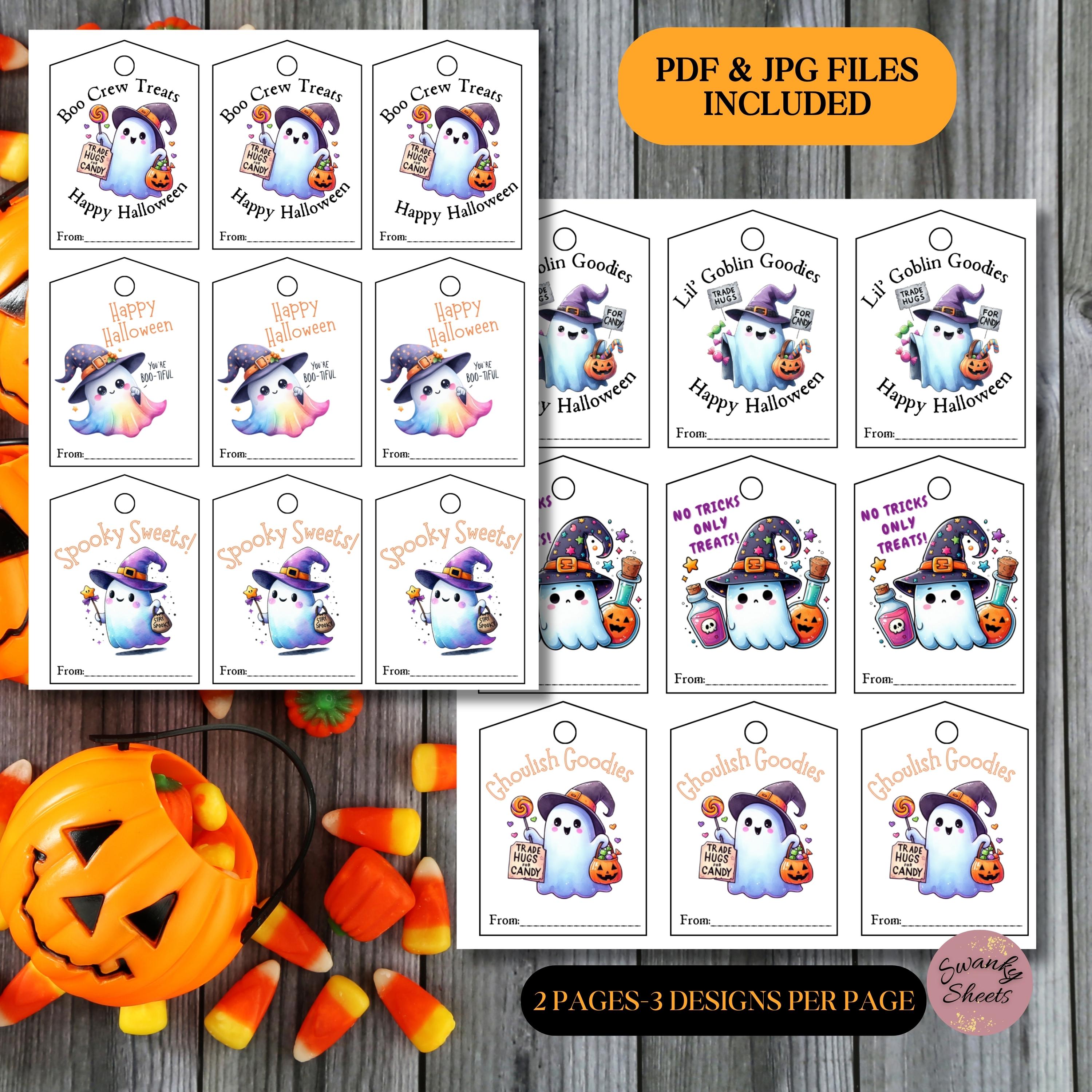 Printable Halloween Favor Tags, Kid Goodie Bag, Halloween Party Treat ...
