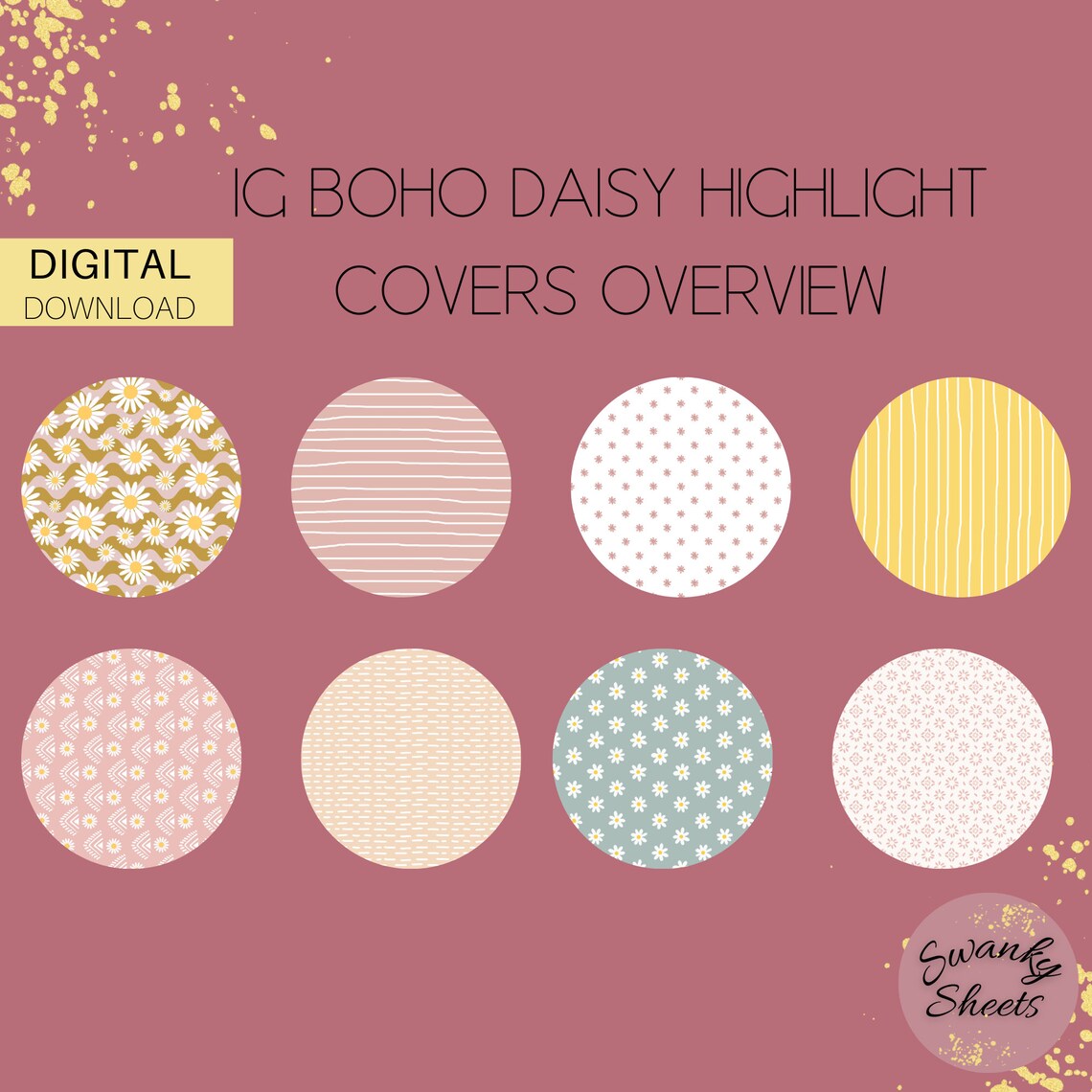 Boho Daisy Instagram Highlight Covers, Highlight Covers, Boho Aesthetic, Daisy Story Icons, Boho ...