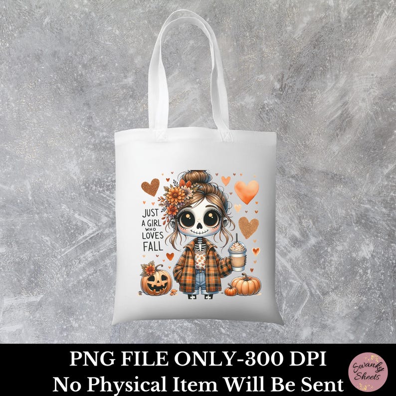 Cute Fall Skeleton Girl PNG, Cozy Autumn Clipart, Fall Vibes Design ...