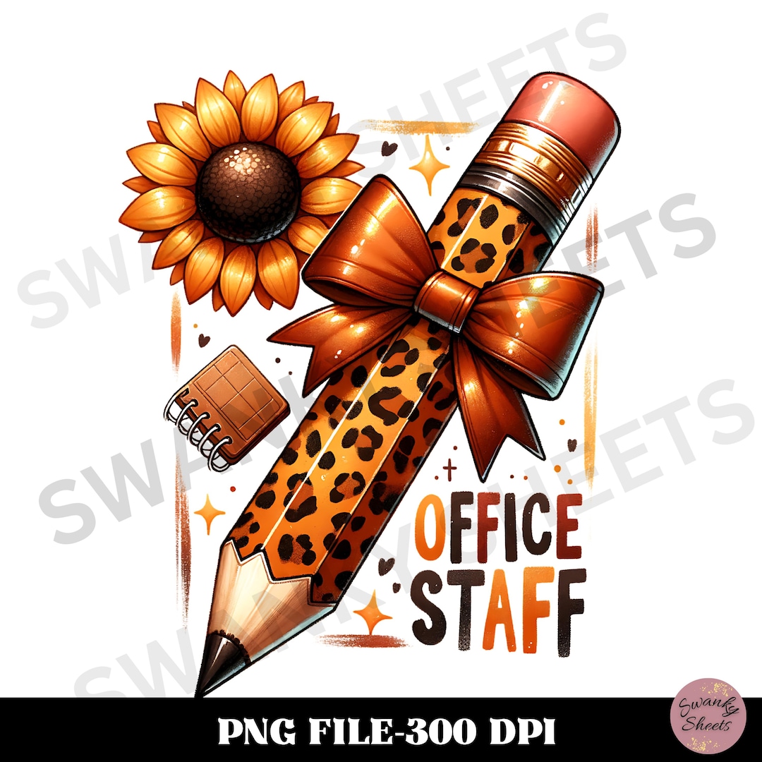 Office Staff Pencil Bow PNG, Preppy Fall Front Office Sublimation ...