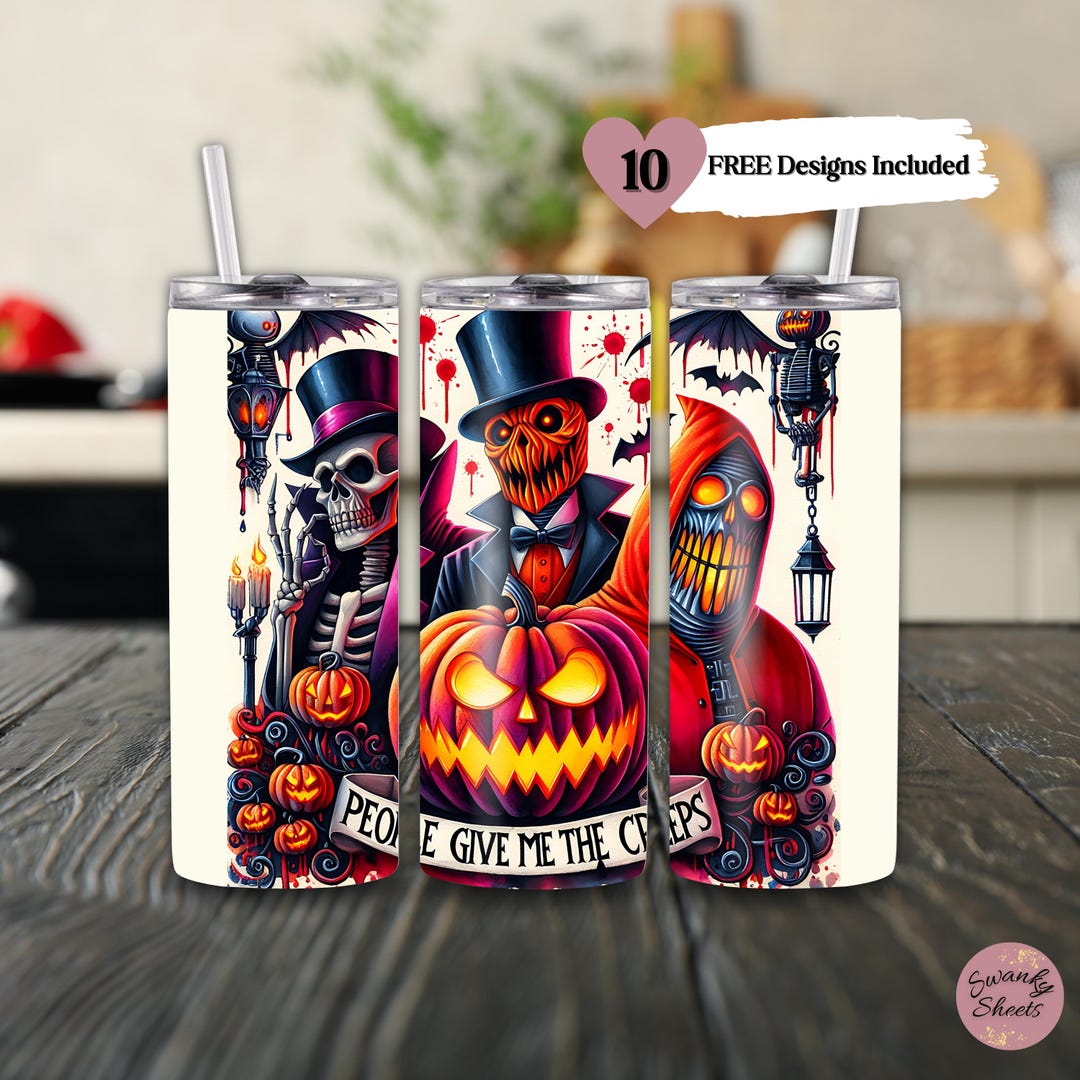 People Give Me the Creeps Funny Halloween Tumbler Wrap, 20 Oz Skinny ...