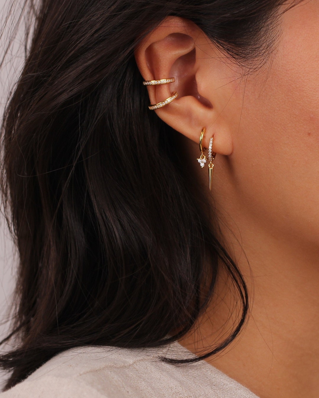 Gold Ear Cuff Fake Piercing Minimalist Ear Cuff Gold Earrings Dainty ...