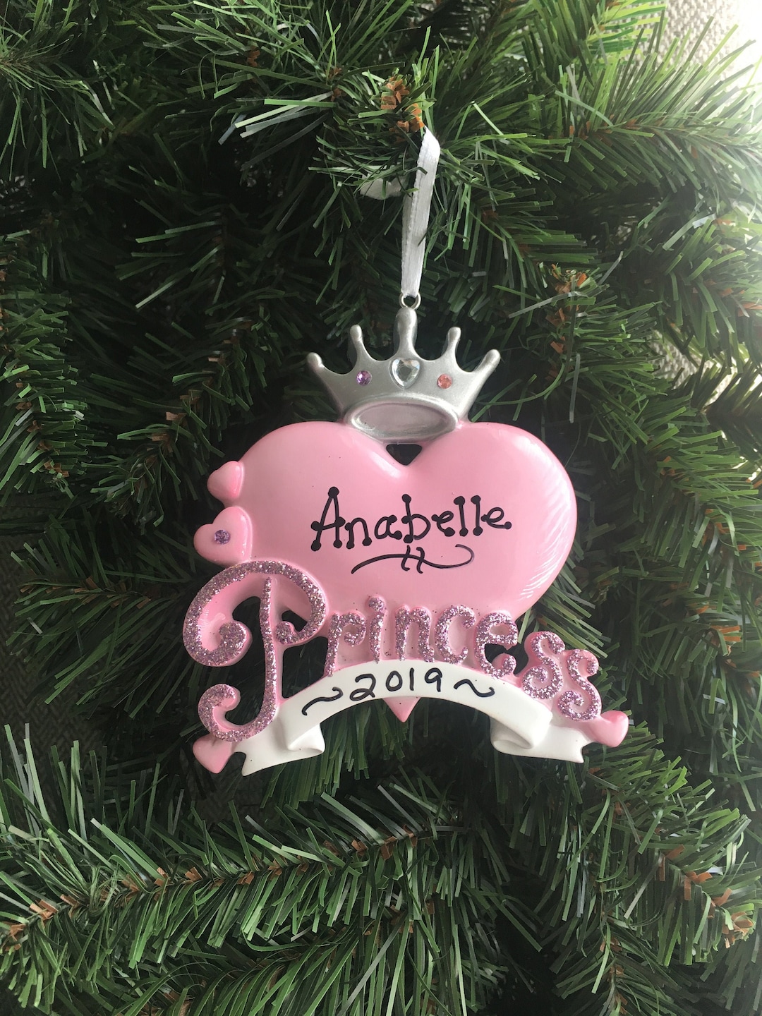 Personalized Princess Ornament,pink Heart Princess Ornament,princess ...