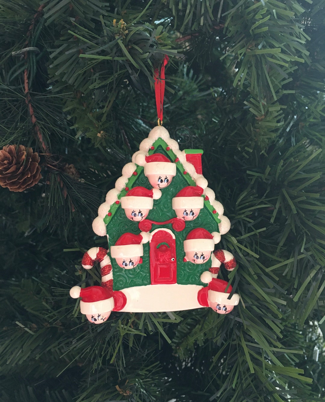 Personalized Family of 7 Candy Cane House Christmas Ornament,family of ...