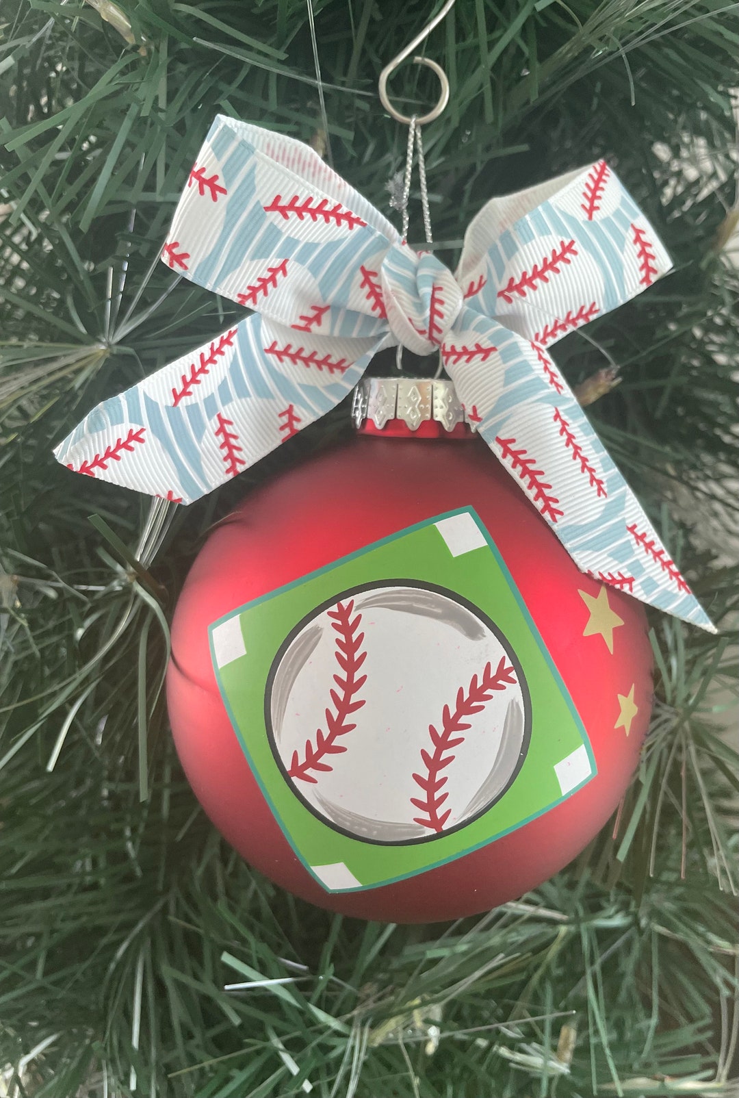 Personalized Hand Painted Glass Ball Baseball Ornament,gift for ...