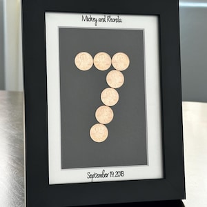 Copper Coin 7 Year Anniversary Gift - Framed 7 Configuration - Etsy