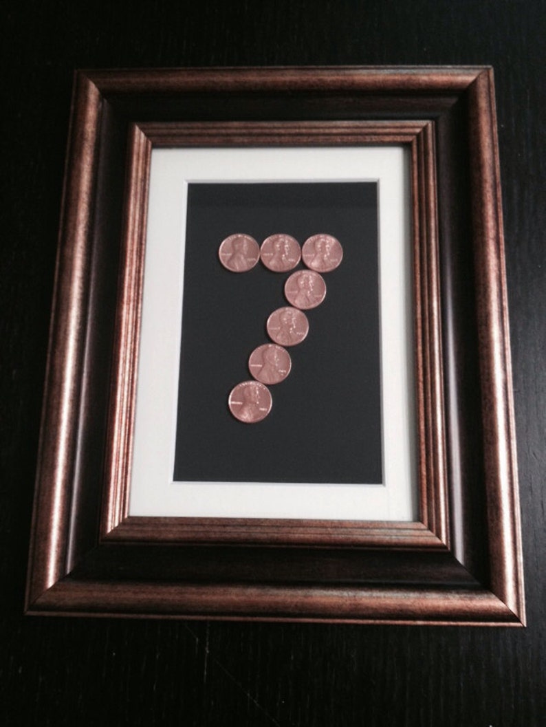 Copper Coin 7 Year Anniversary Gift Framed Straight Line - Etsy