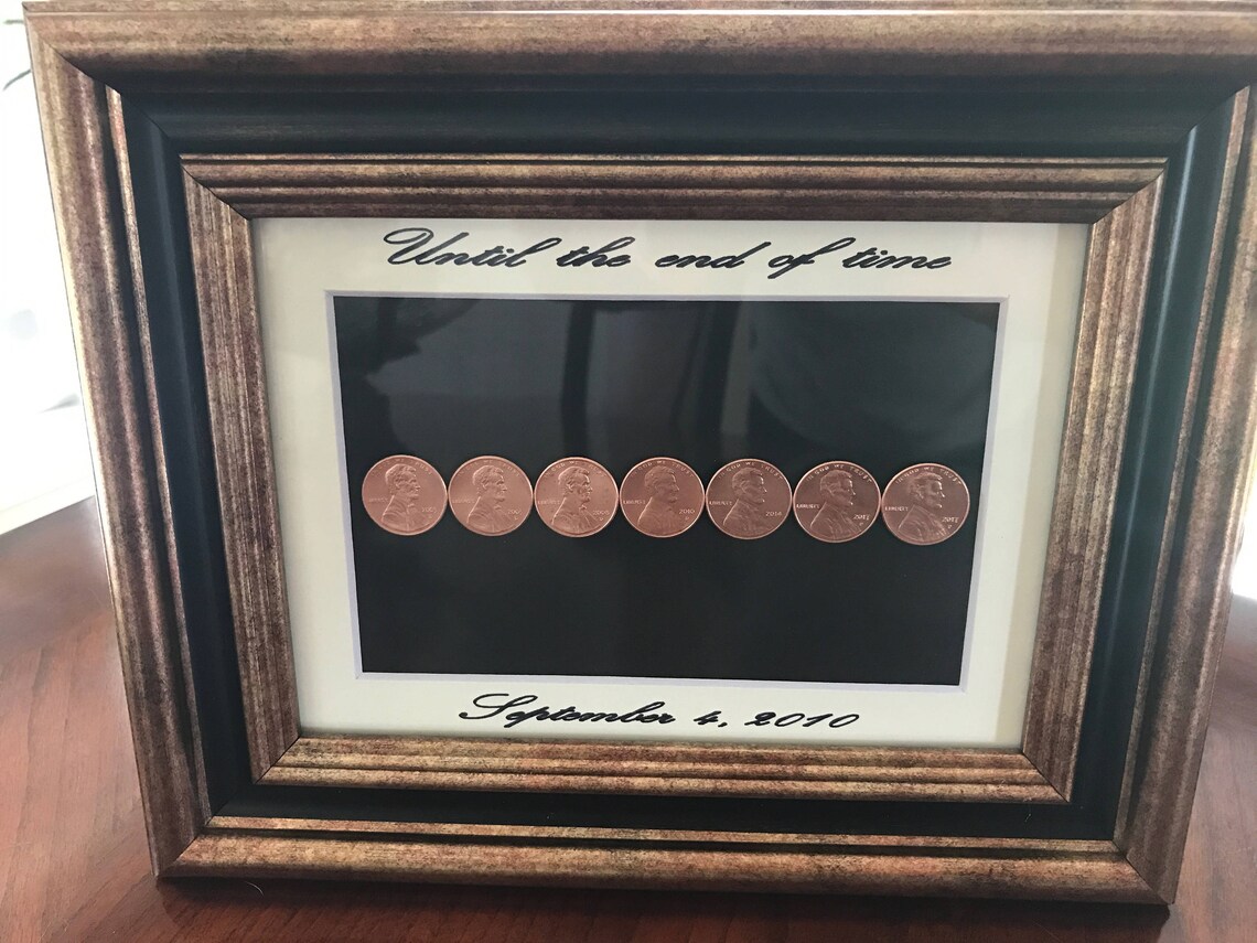 Copper Coin 7 Year Anniversary Gift Framed 7 Configuration - Etsy