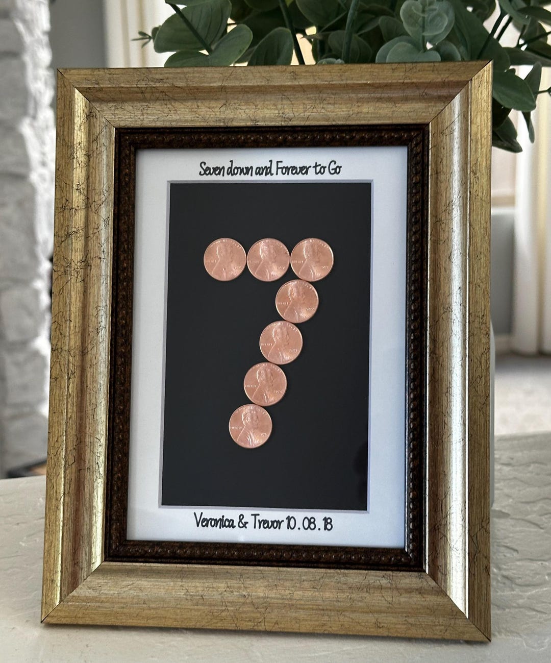 Copper Coin 7 Year Anniversary Gift - Framed 7 Configuration - Etsy