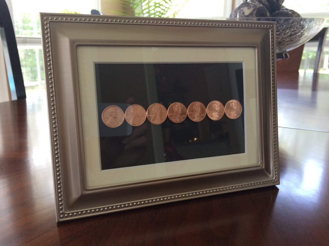 Copper Coin 7 Year Anniversary Gift Framed Straight Line - Etsy