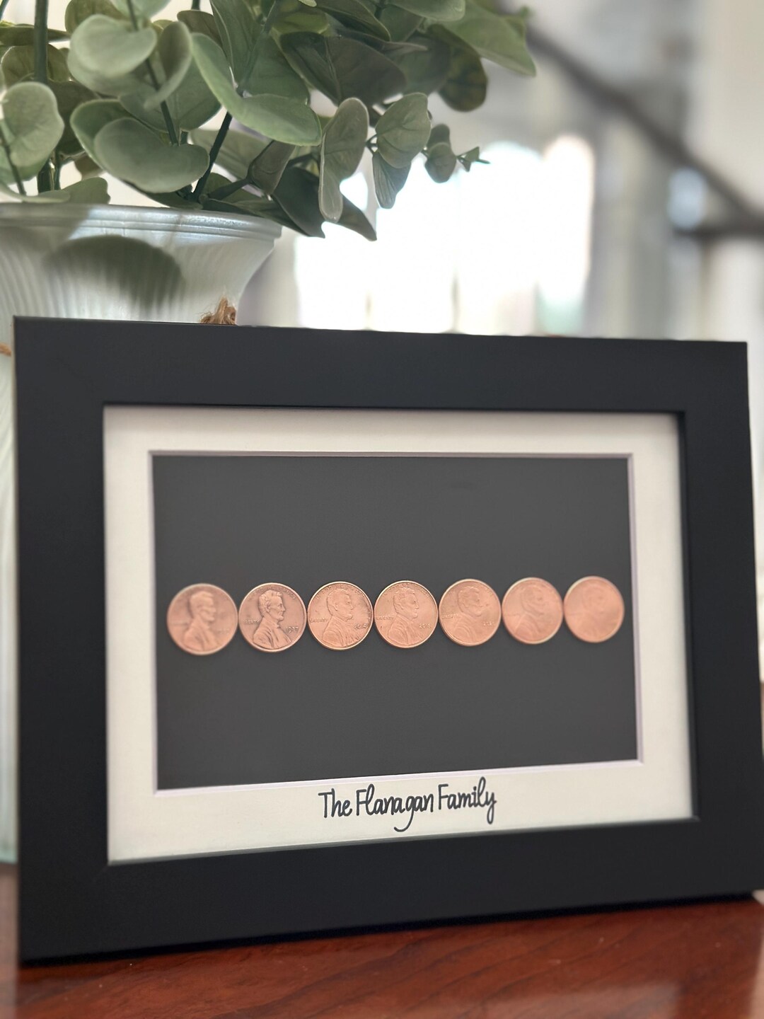 Copper Coin 7 Year Anniversary Gift - Framed Straight Line ...