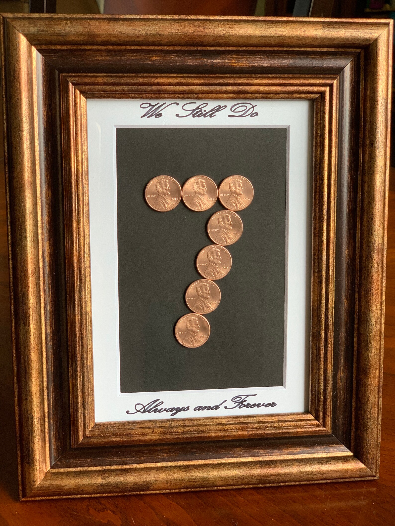 Copper Coin 7 Year Anniversary Gift Framed 7 Configuration - Etsy