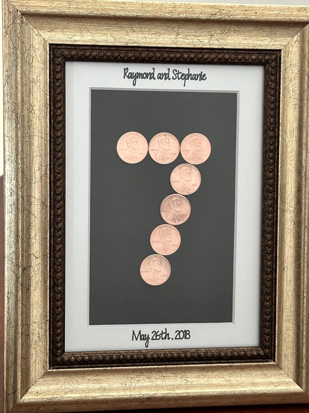 Copper Coin 7 Year Anniversary Gift - Framed 7 Configuration - Etsy
