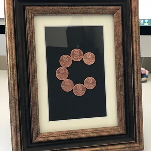 Copper Coin 7 Year Anniversary Gift Framed Straight Line Configuration ...