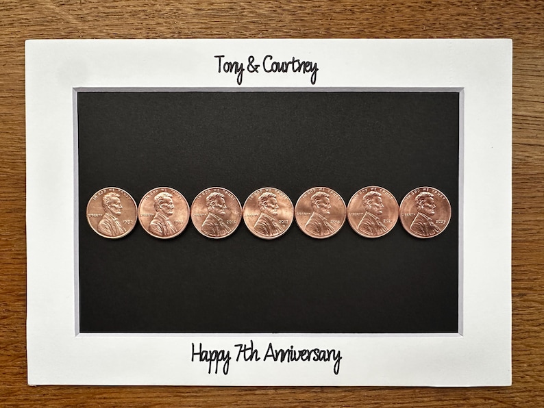 Copper Coin 7 Year Anniversary Gift - Framed Straight Line ...