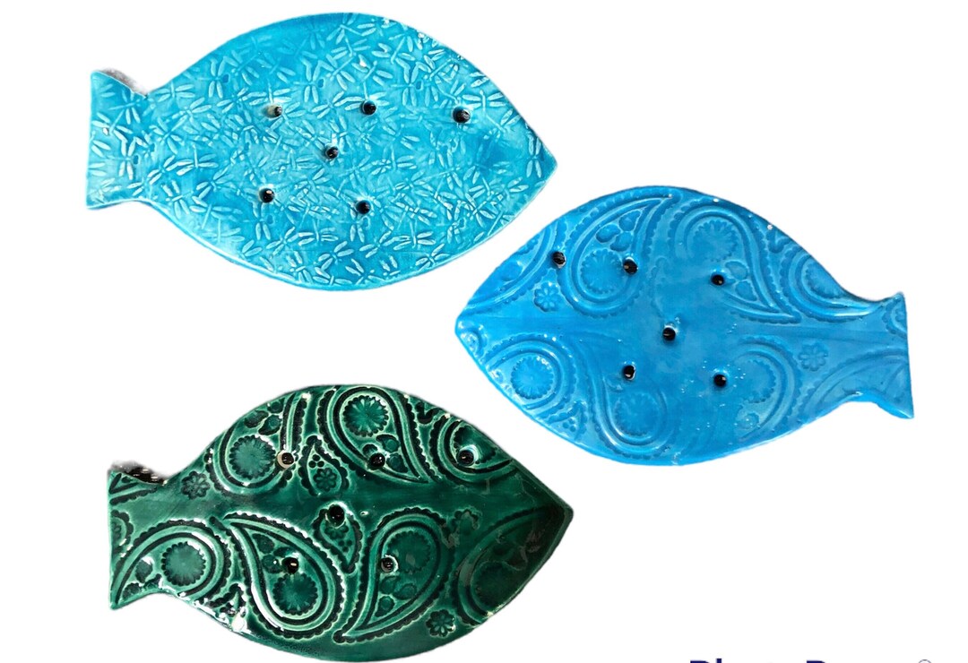 Fish Shaped Soap/multipurpose Dishes With Texture in Turquoise,red ...