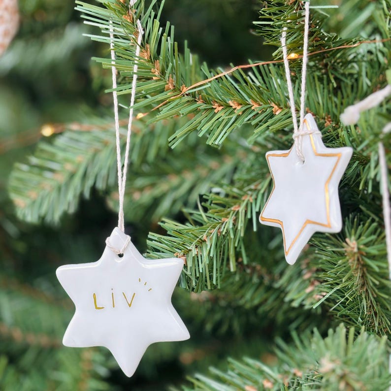 Hanging Name Star in Porcelain and Fine Gold - Etsy
