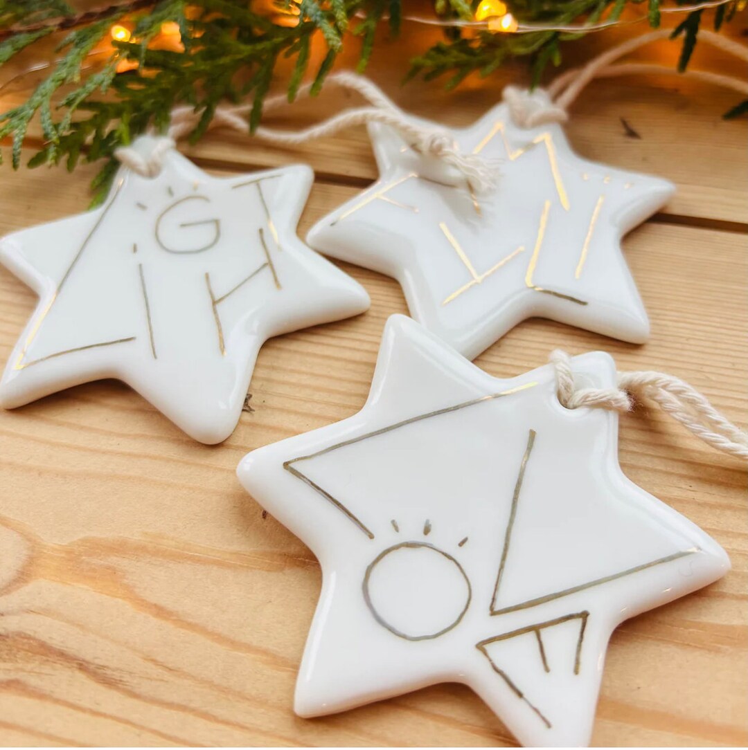 Hanging Star in Porcelain and Fine Gold - Etsy