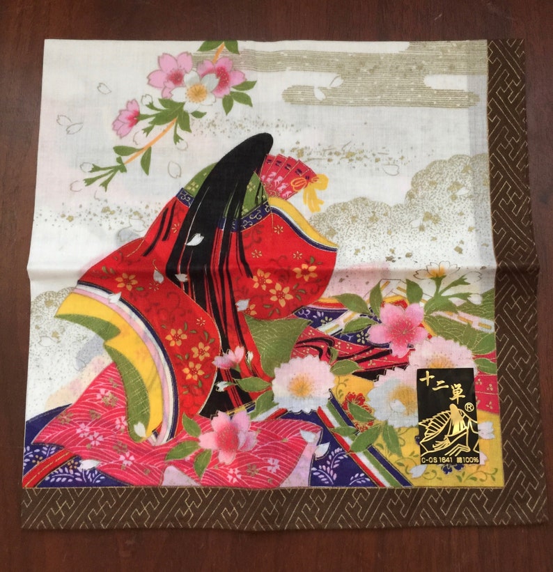Vintage Japanese Geisha Handkerchief Neckerchief Pocket Square Designer ...