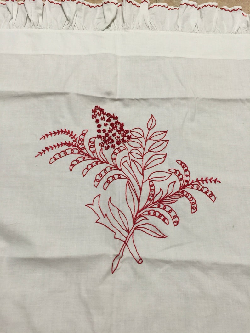 Victorian Redwork Embroidery Small Square Table Cover Table Overlay ...