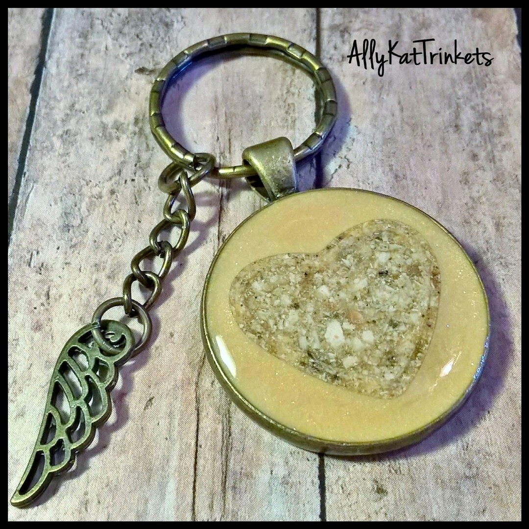 Custom Memorial Cremation Keychain - Pet Ashes - Pet Cremains - Heart ...