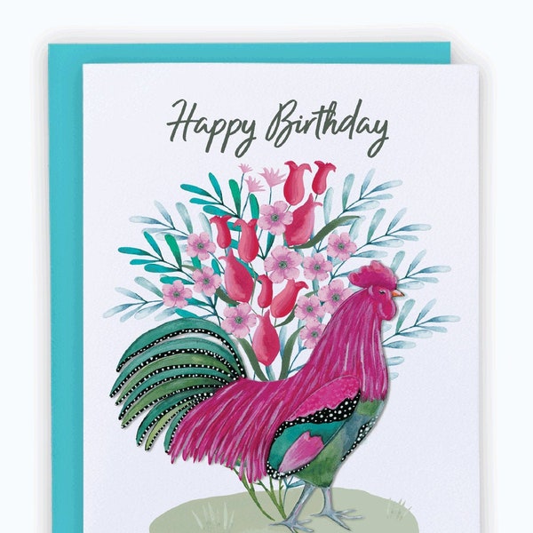 Spring Chicken Birthday Card - Etsy