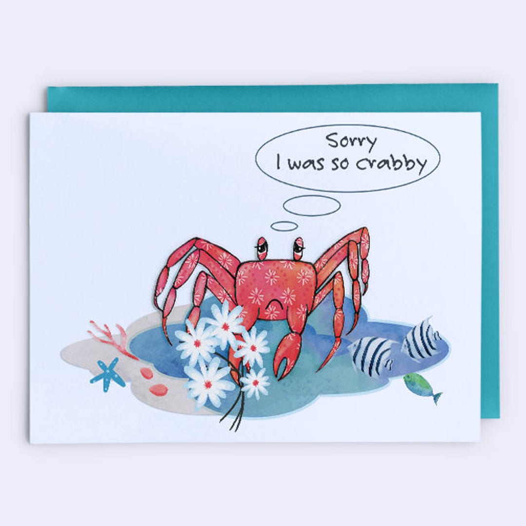 Sorry I Was Crabby Card, Apology Card, Relationship Card, Love Apology ...