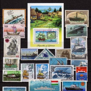 Ship Stamps,50 Diff, SHIP Postage Stamps, Boat Stamps, Nautical Stamps ...