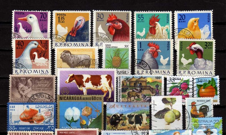 Lot Farming Animal Stamps Animal Postage StampsStamp | Etsy
