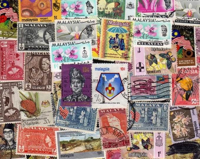 Malaysia Stamps,40 Diff, Malaya Stamps, Malaysian Postage Stamps, Asian ...