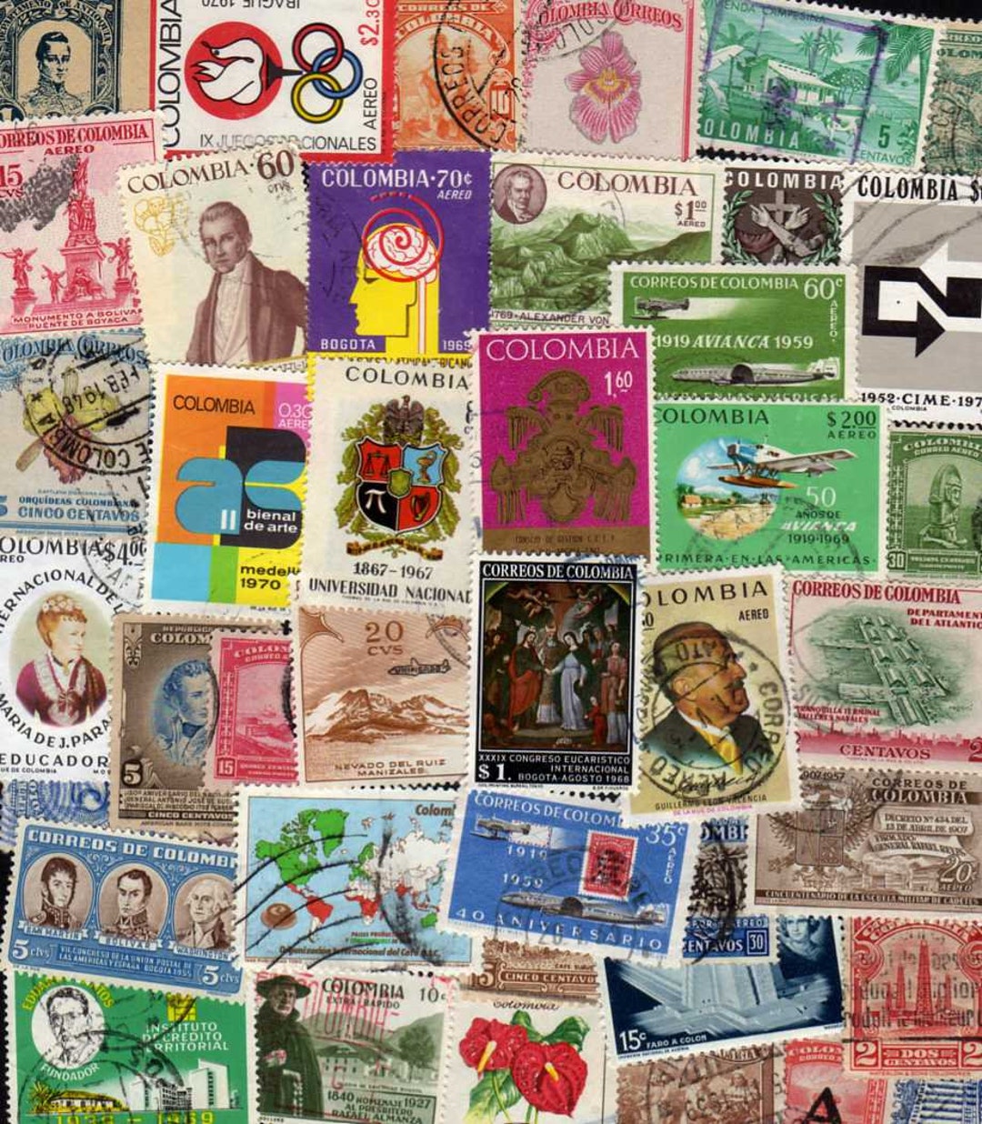 Colombia Stamps, 40 Diff, Colombia Postage Stamps,colombian Stamps ...