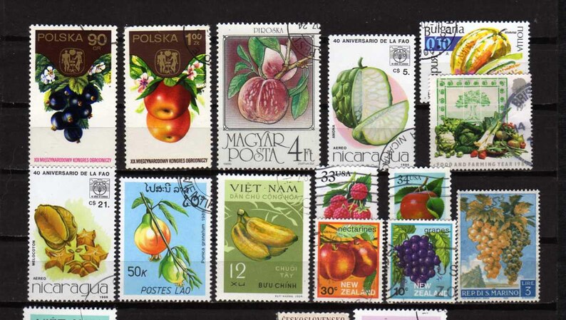 Lot Fruit Stamps,vegetable Stamps,postage Stamps,stamp Collection ...