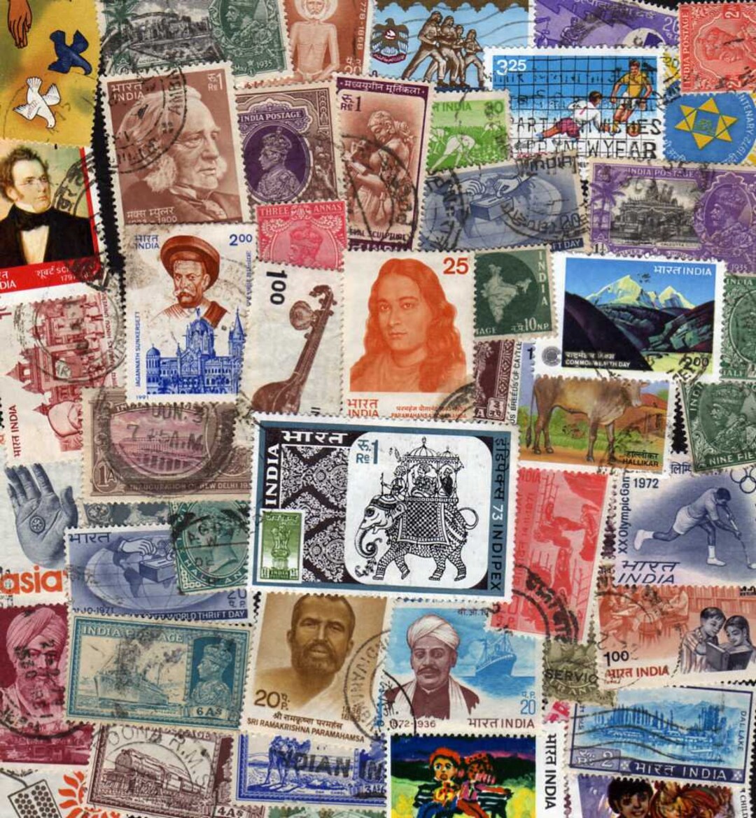 India Stamps 50 Diff India Postage Stamps Indian Stamps - Etsy