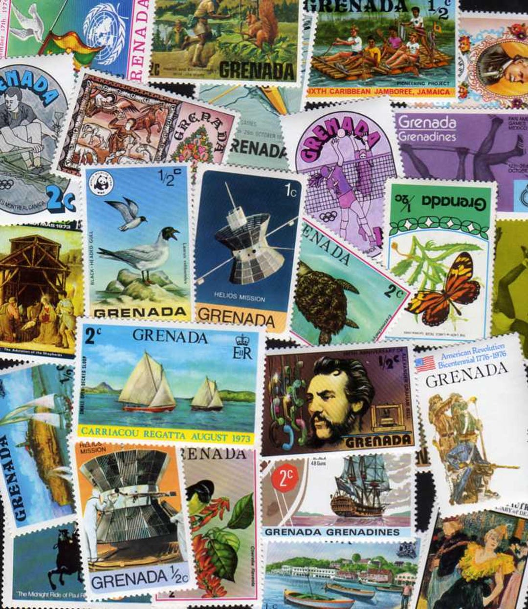 Grenada Stamps, 25 Diff, Unused Stamps, Caribbean Postage Stamps ...