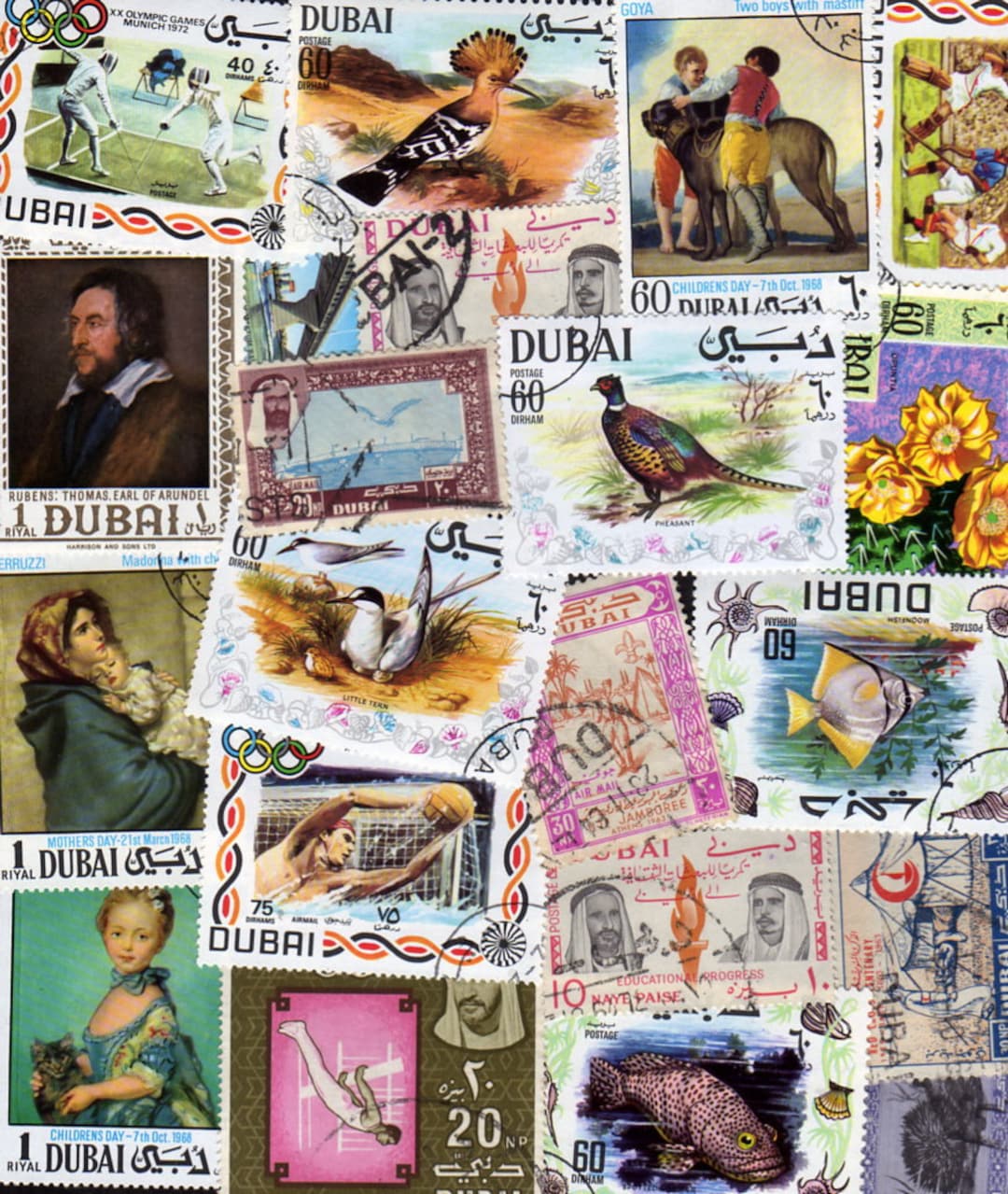 Dubai Stamps, 20 Diff, Dubai Postage Stamps, Dubai, Postage Stamps ...