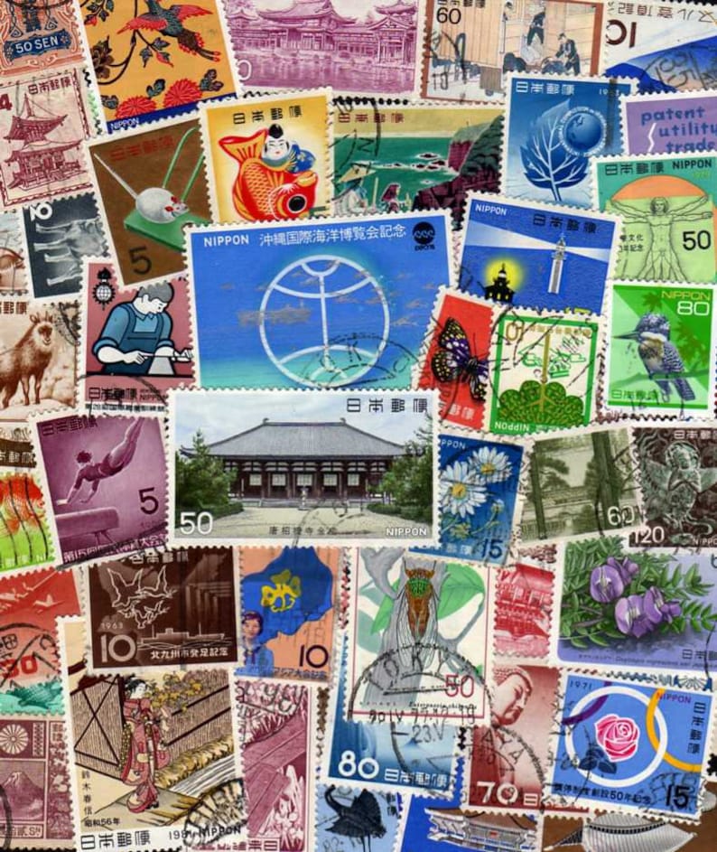Japan Stamps50 Diff Japan Postage Stamps Japanese Stamps - Etsy