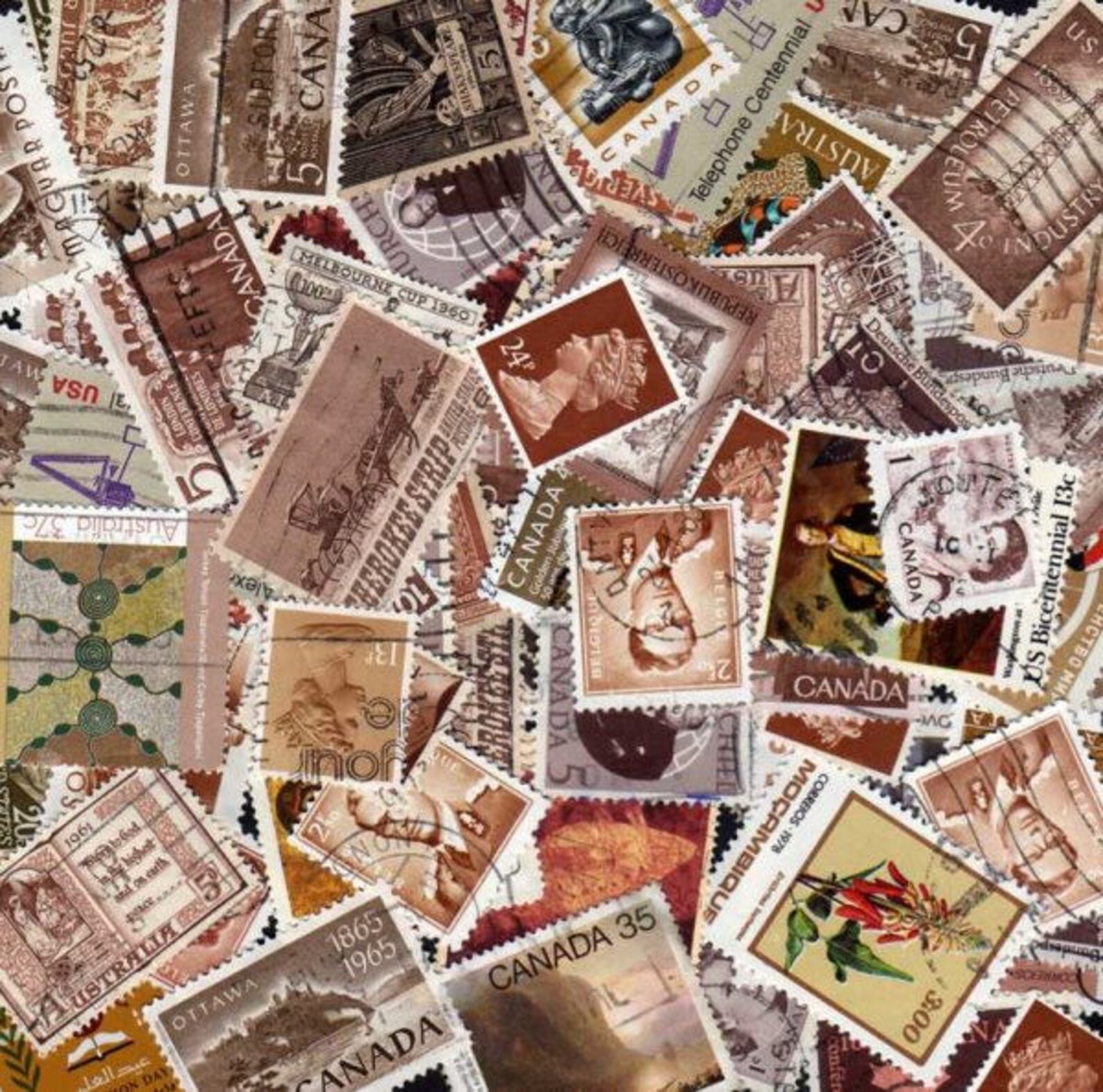 Brown Stamps Brown Postage Stamps Shades of Brown Brownish - Etsy