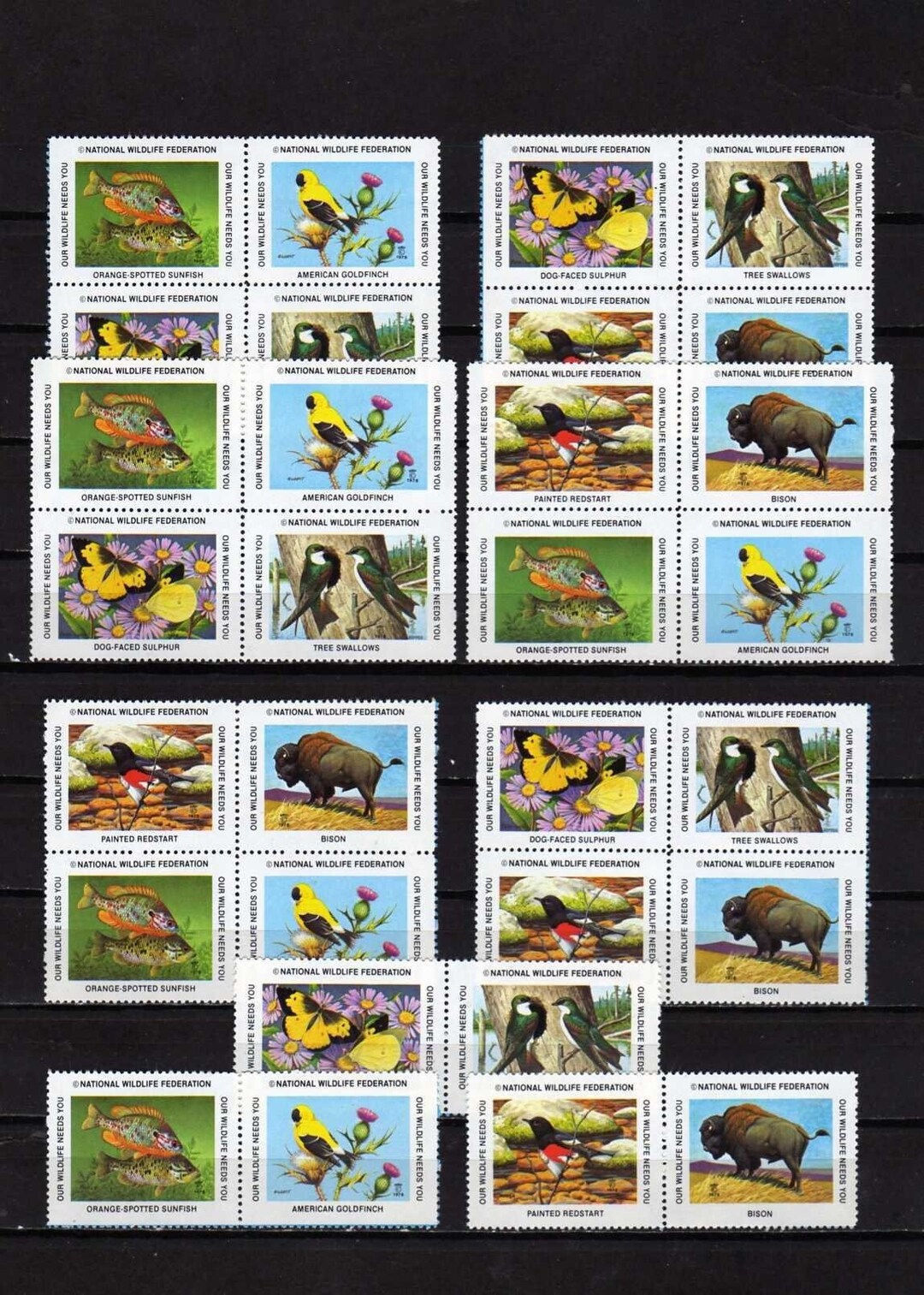 National Wildlife Federation Stamps, Animal Sticker Stamps, 1978, 30 ...