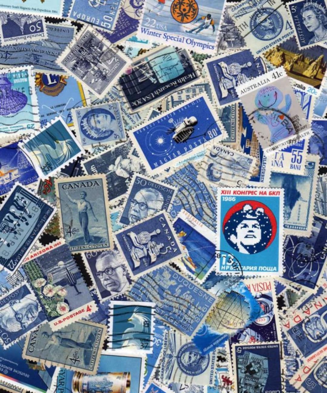 Blue Stamps, Blue Postage Stamps, Bluish Stamps, Shades of Blue, off ...