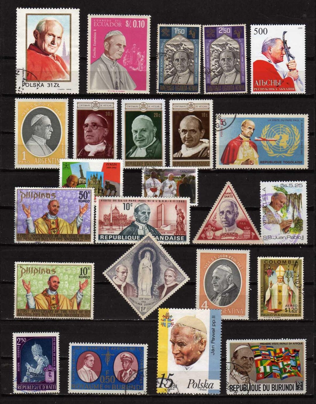Lot Popes Religious Stamps, Pope Postage Stamps, Stamp Collection, Pope, Catholic Stamps ...