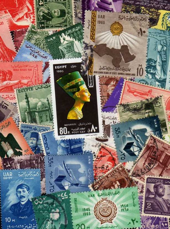 Egypt Stamps 40 Diff Egypt Postage Stamps United Arab | Etsy